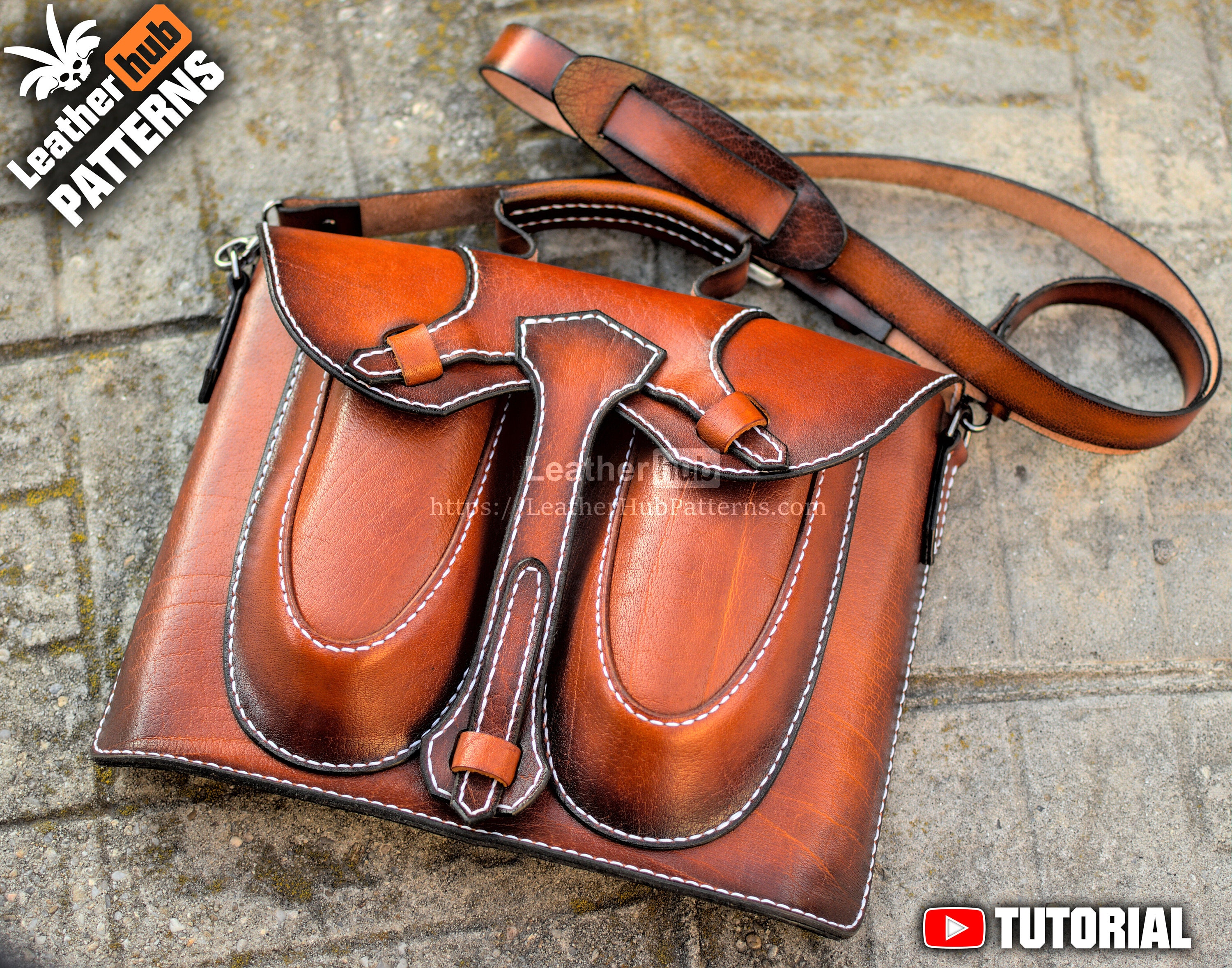 Leather briefcase pattern PDF - for 13 Inch Macs - by Leatherhub