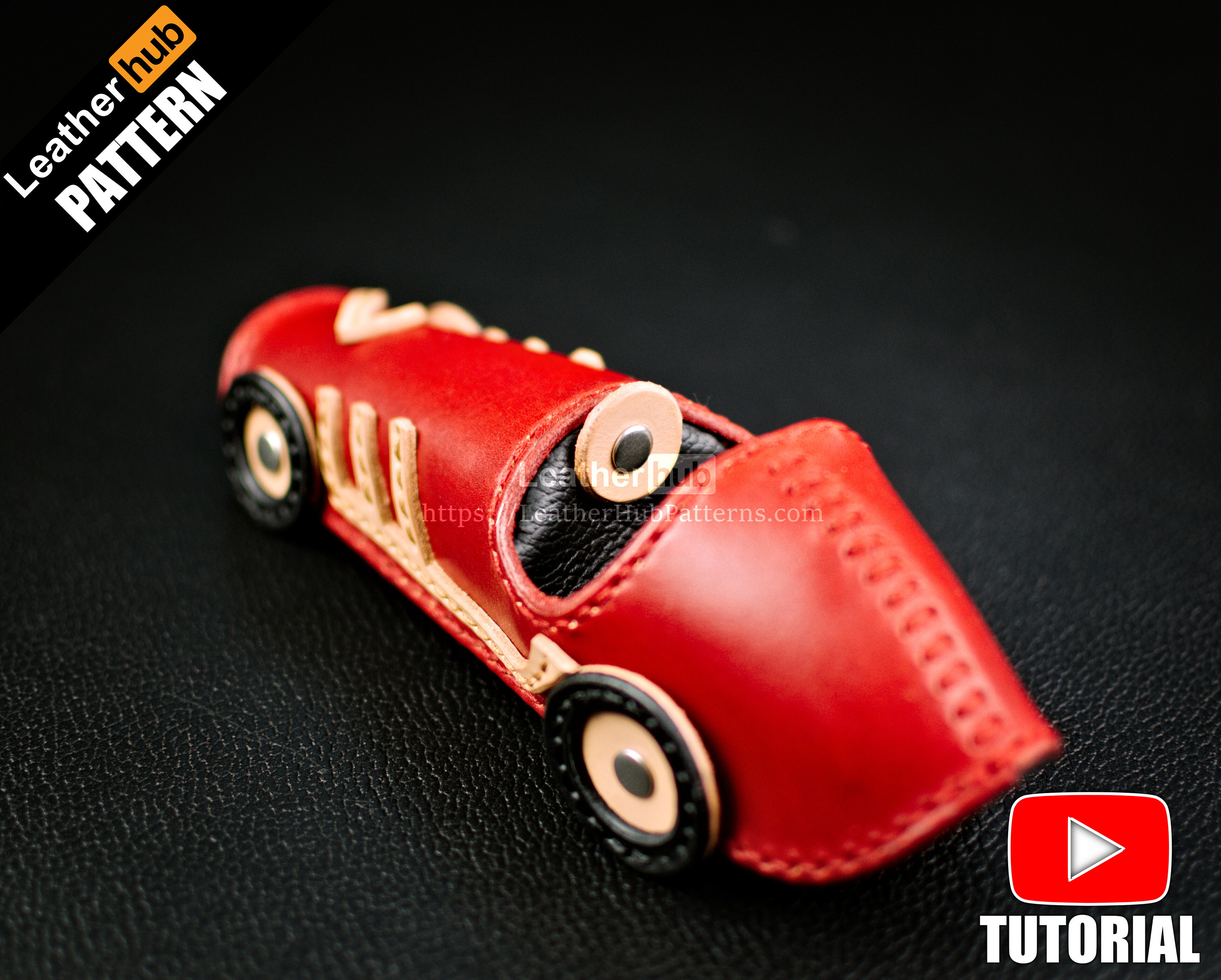 Leather pattern PDF - Toy racing car - by Leatherhub