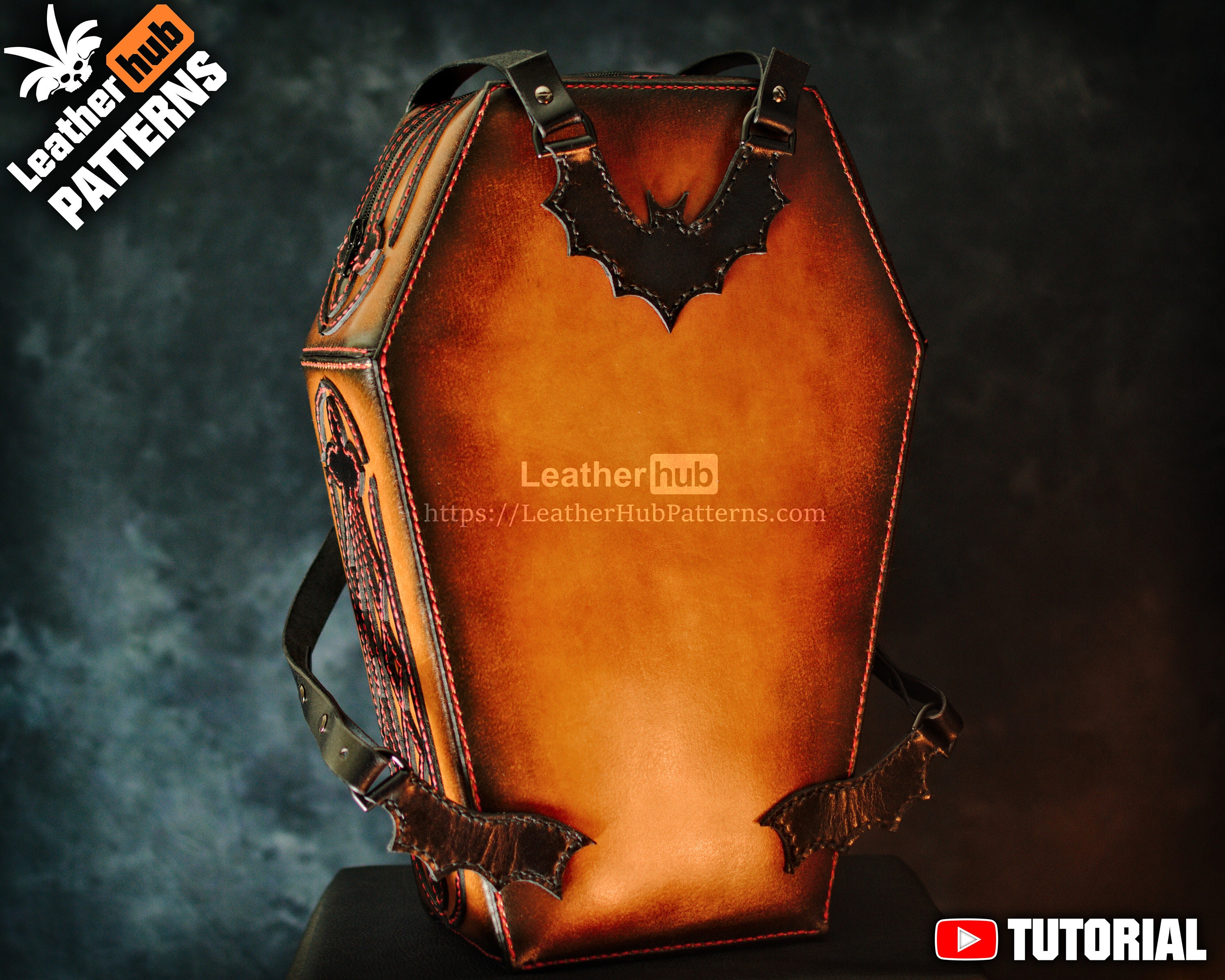 Coffin backpack leather pattern PDF - by Leatherhub