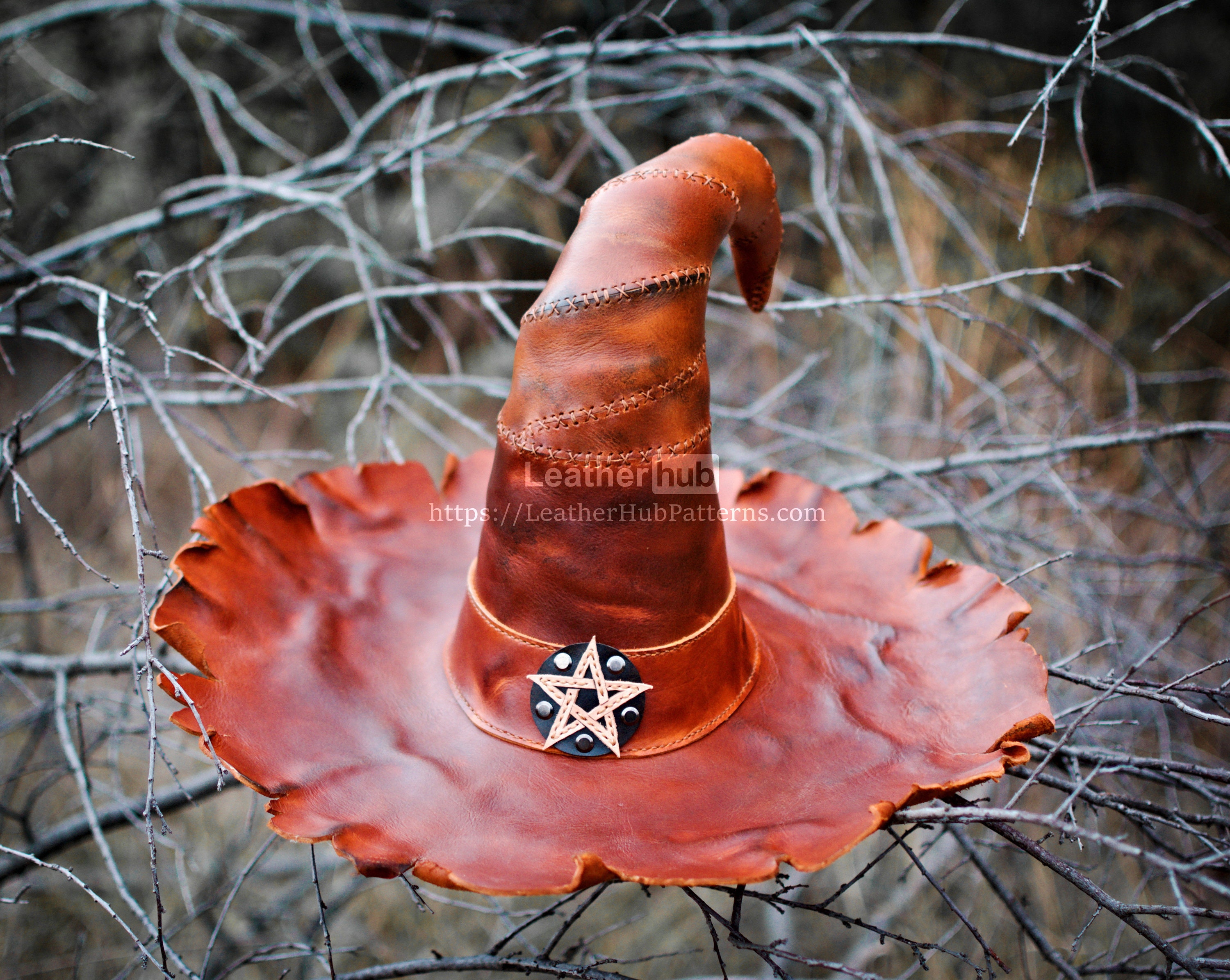 Wicca witch hat pattern for leather craft PDF template for Halloween ...