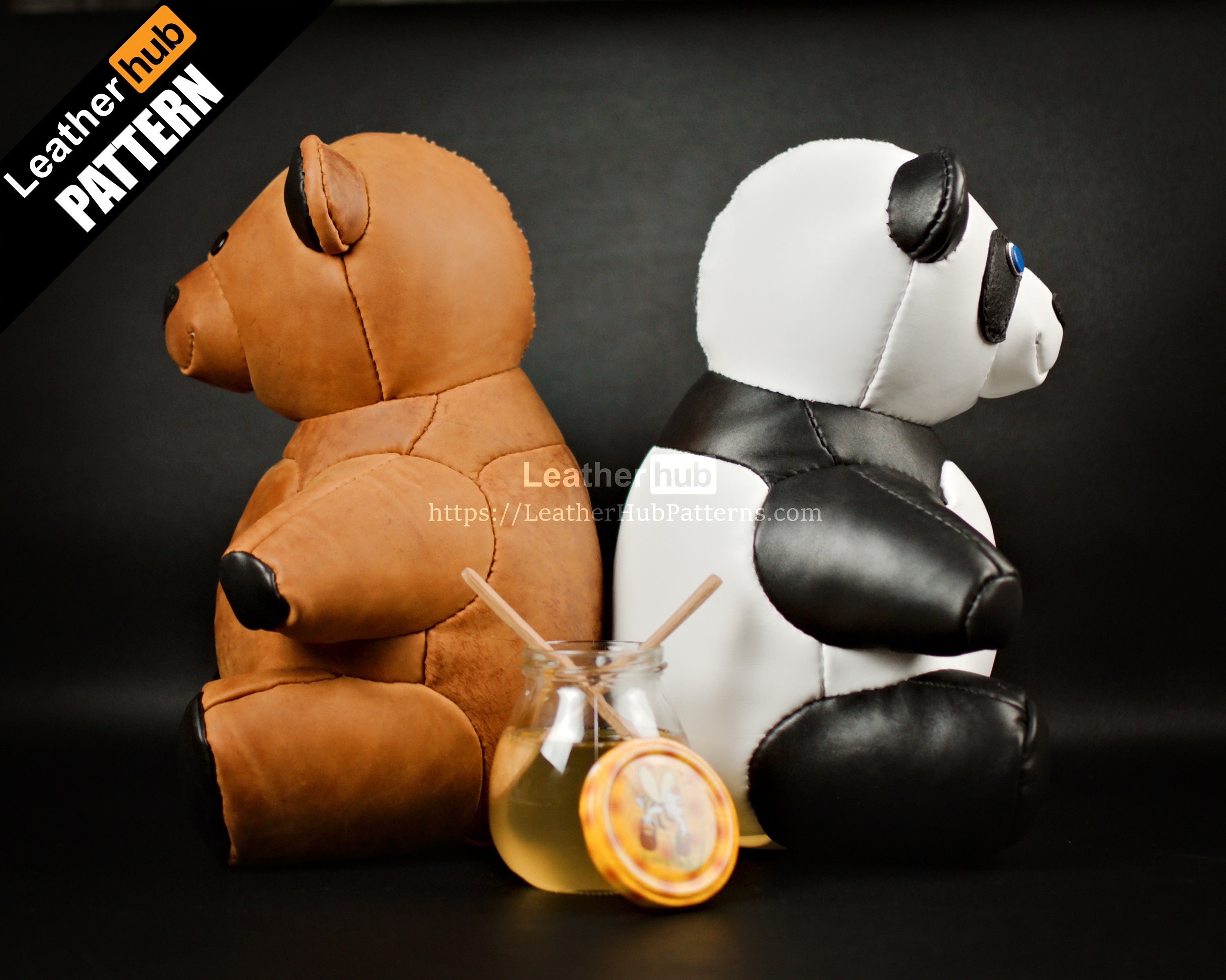 Teddy bear leather pattern PDF - by Leatherhub