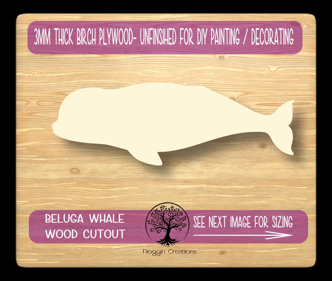 Beluga Whale, Laser Cut Wood Shapes, Wooden Craft Cutouts - Etsy