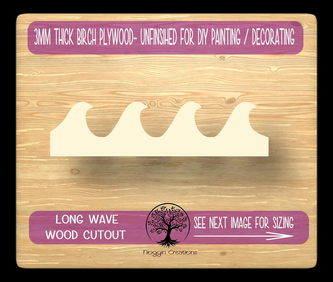 Long Wave, Laser Cut Wood Shapes, Wooden Craft Cut Outs - Etsy