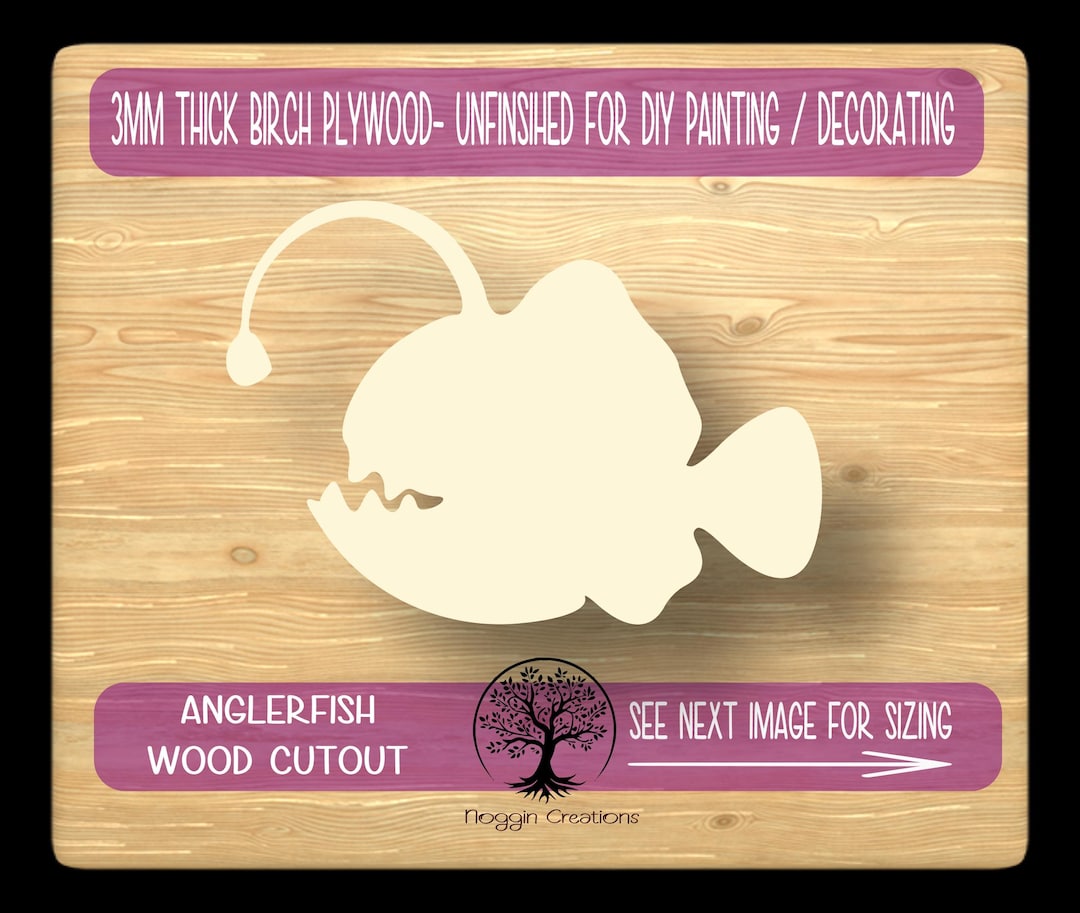 Anglerfish, Laser Cut Wood Shapes, Wooden Craft Cut Outs - Etsy