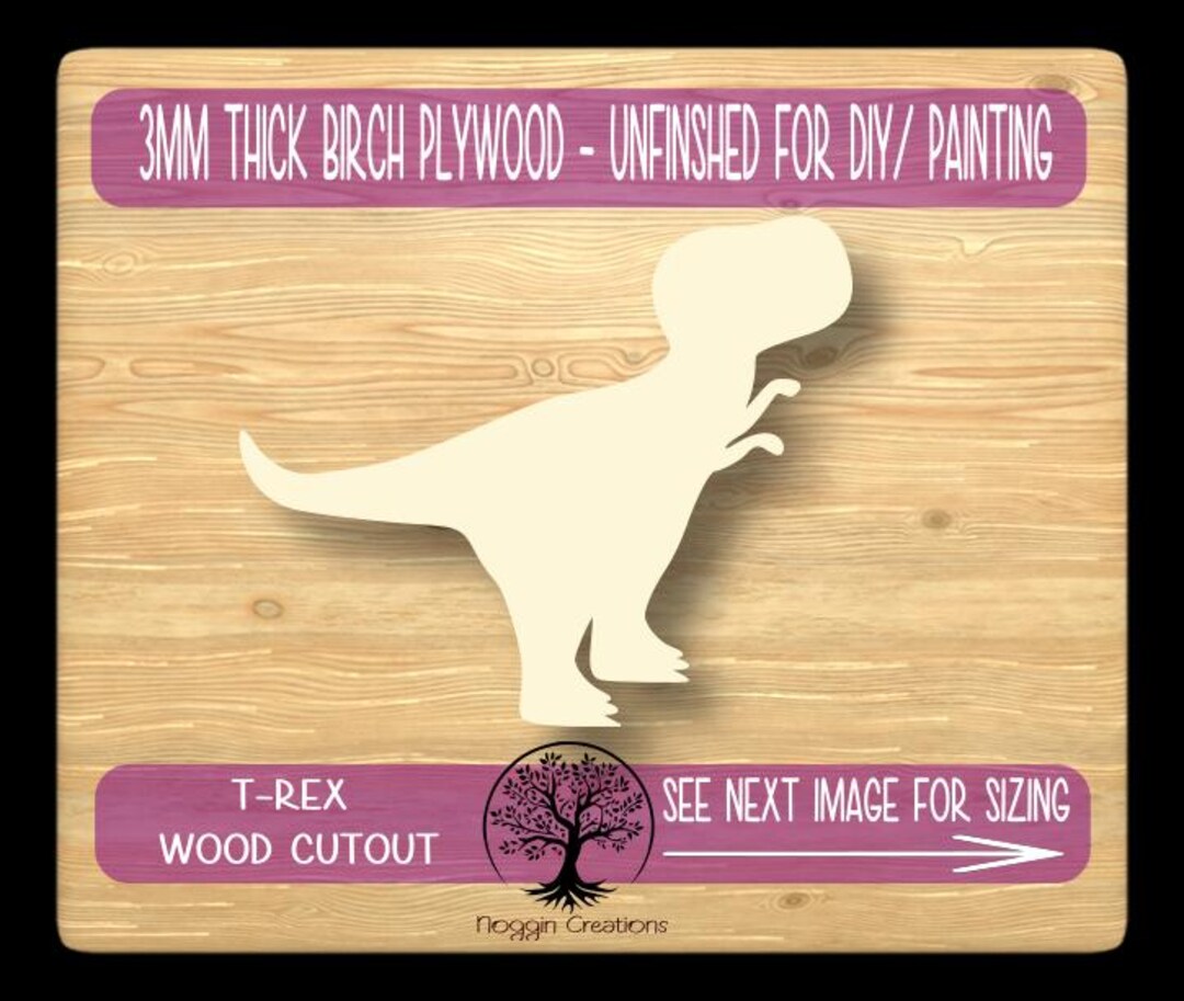 T-REX, Laser Cut Wood Shapes, Wooden Craft Cut Outs - Etsy