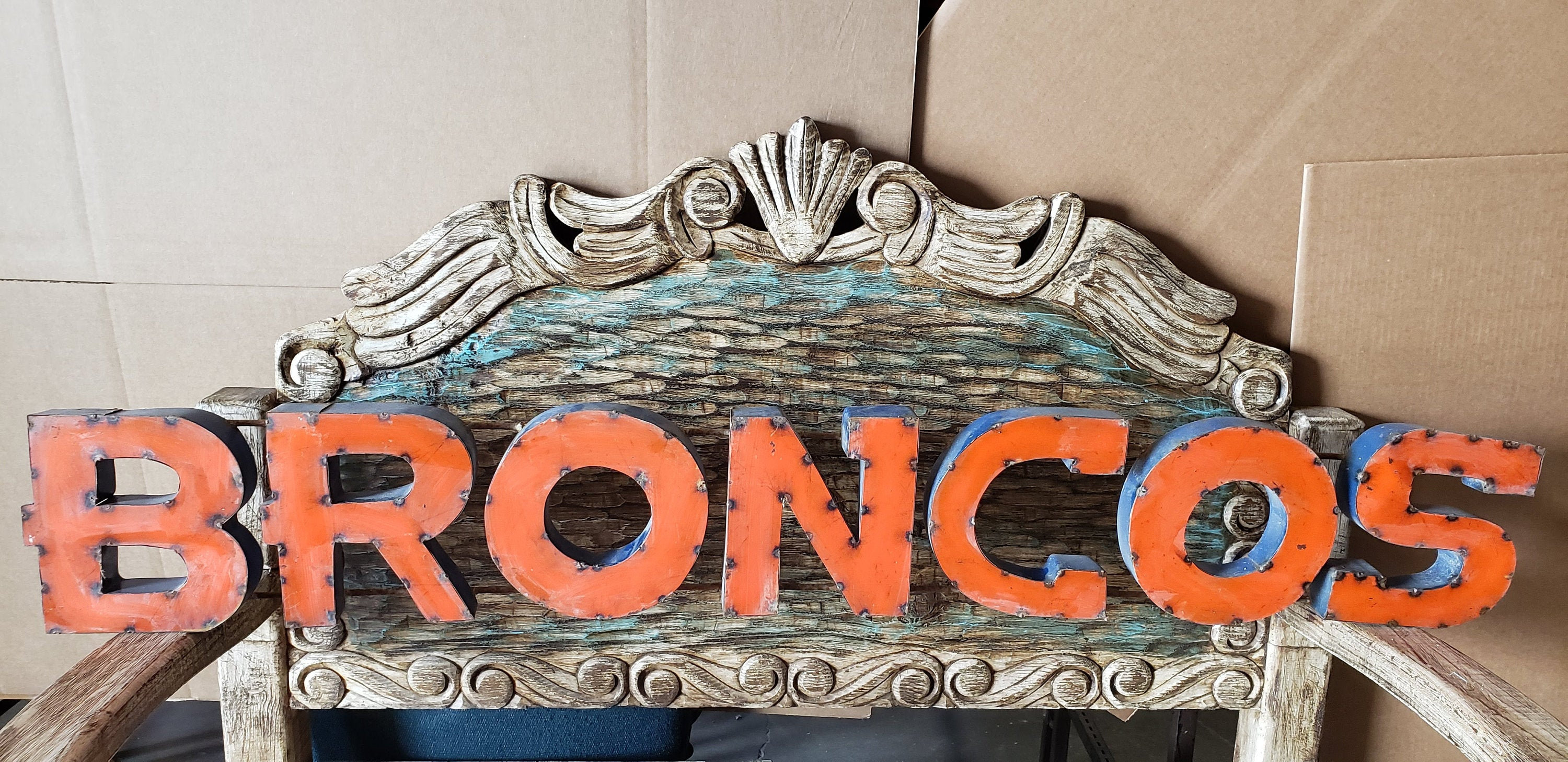 Broncos Metal Sign | Broncos Wall Decor | Marquee Custom Sign | Lighted ...