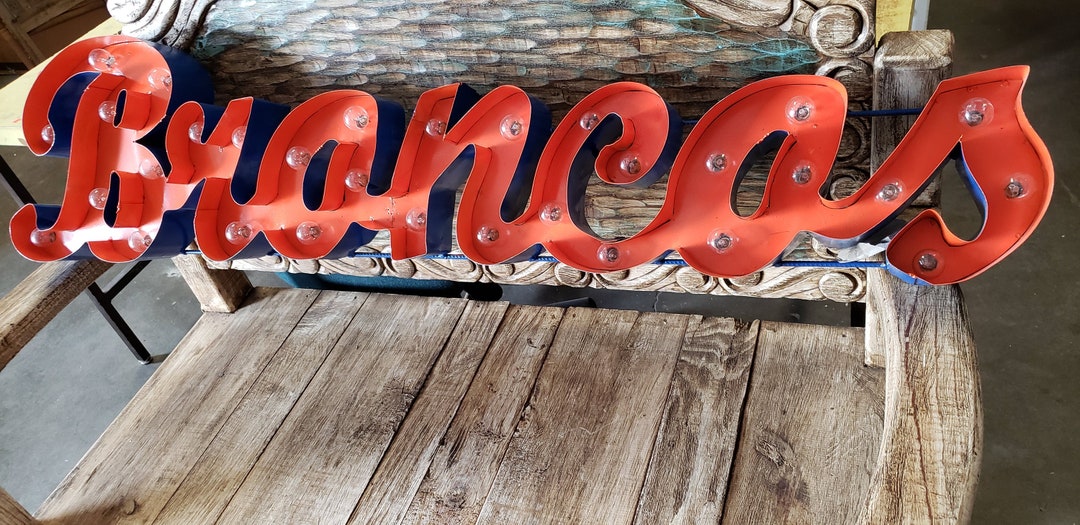 Broncos Metal Sign | Broncos Wall Decor | Marquee Custom Sign | Lighted ...