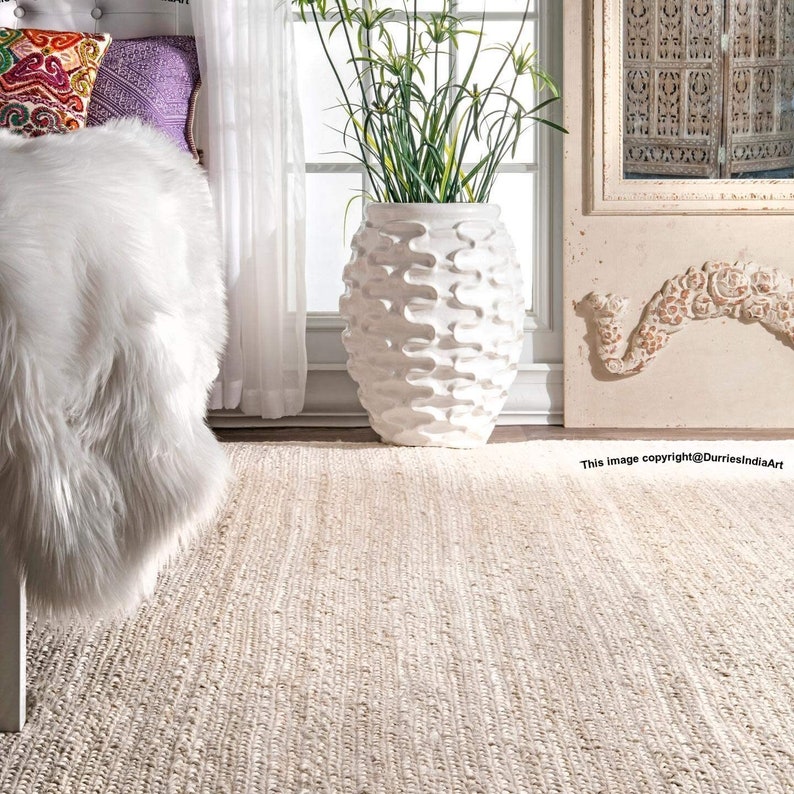 Natural Jute Rug. Natural Rug. Indian Jute Handwoven Rug. Size - Etsy