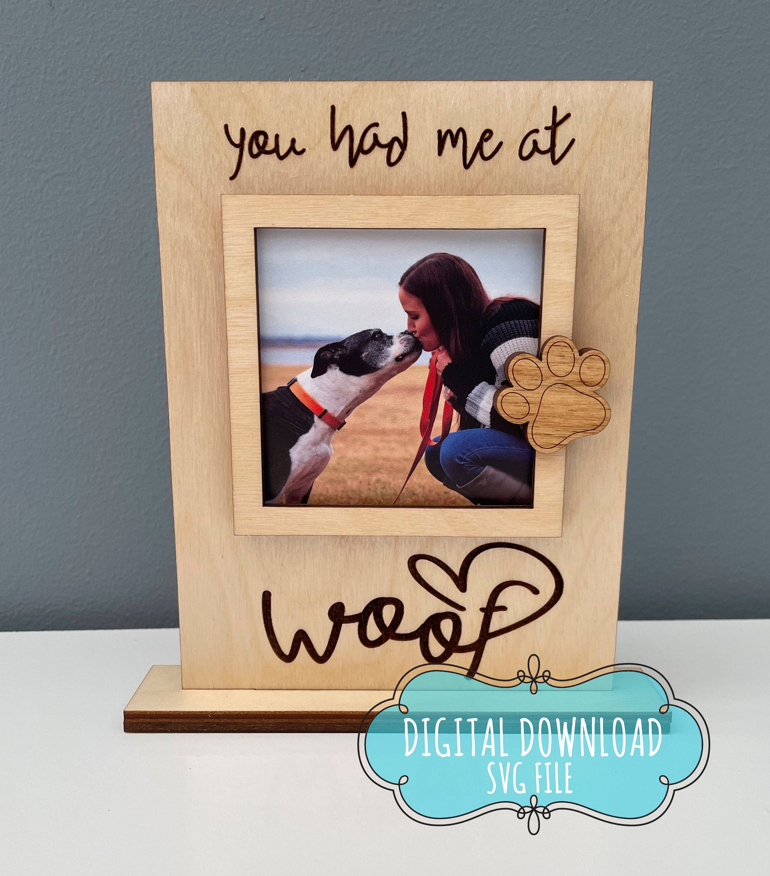 Frame Woof Dog Valentines Day Paw Print SVG | Etsy