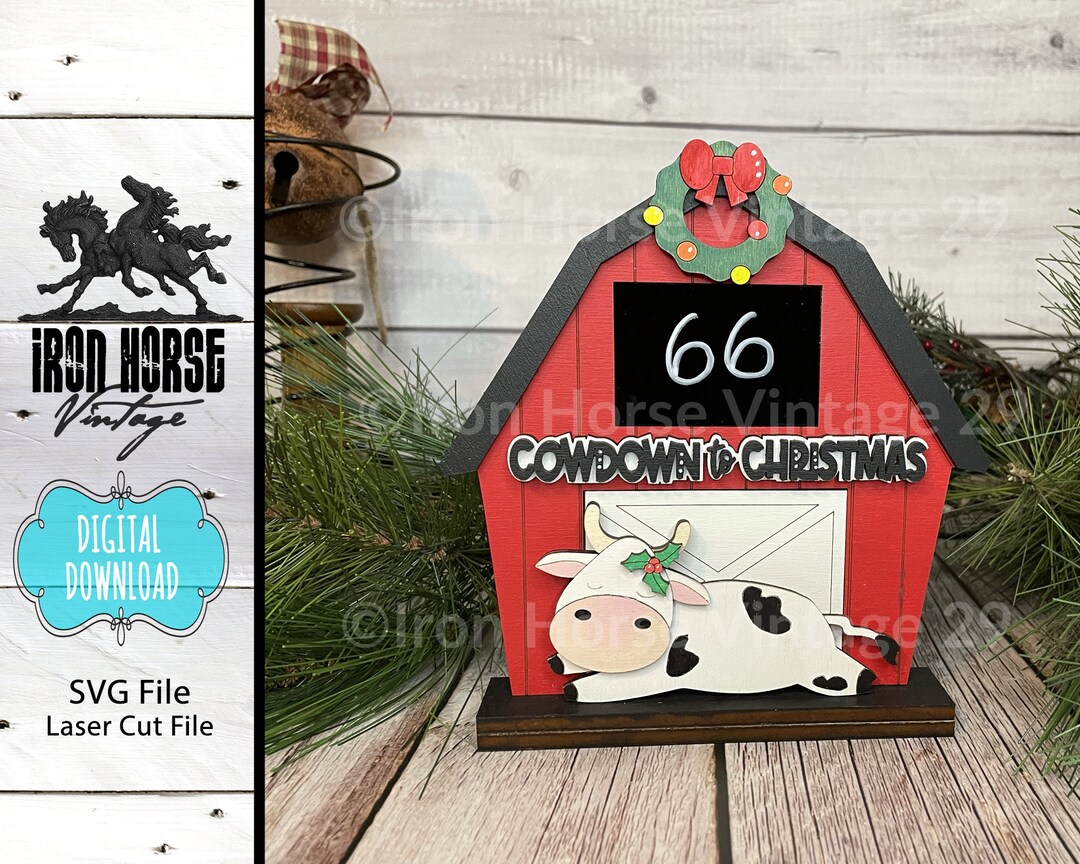 Cow - Calendar - Countdown - Christmas - Farmhouse - Barn - Home Decor ...