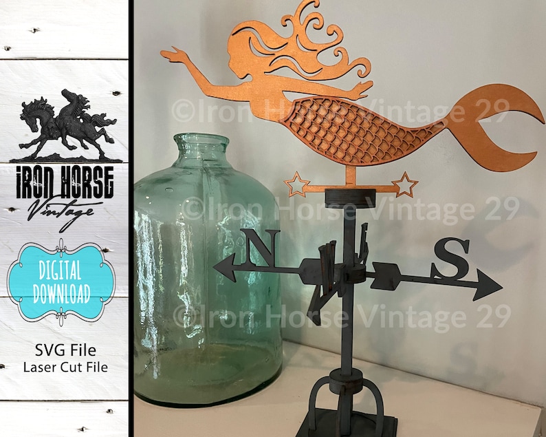 Mermaid Weathervane Vintage Coastal Nautical Ocean - Etsy