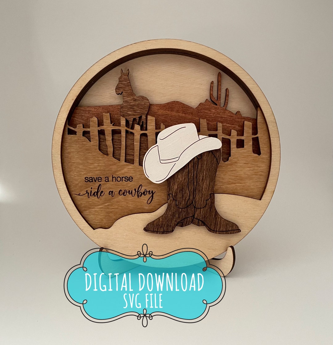 Western Theme Cowboy and Horse Sign, Tabletop Sign, Cowboy Hat and ...