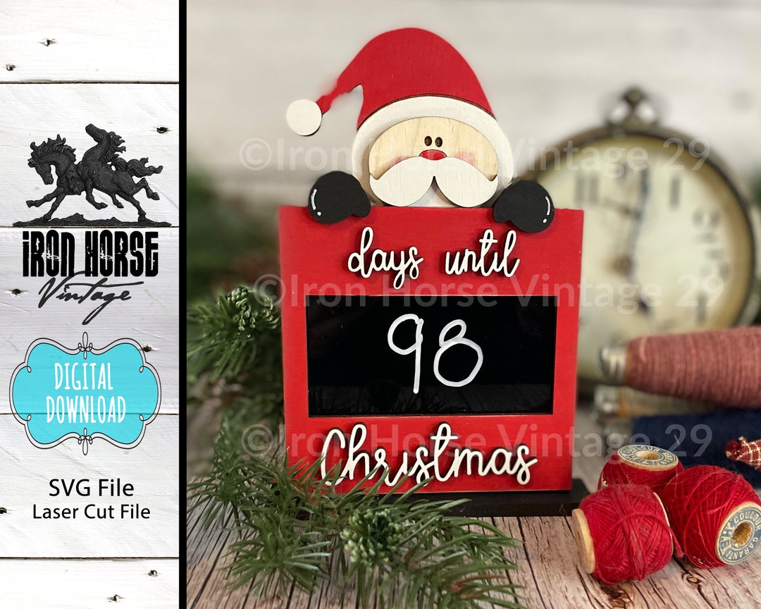 Santa Christmas Countdown Calendar: Holiday Decor Shelf Sitter (digital ...