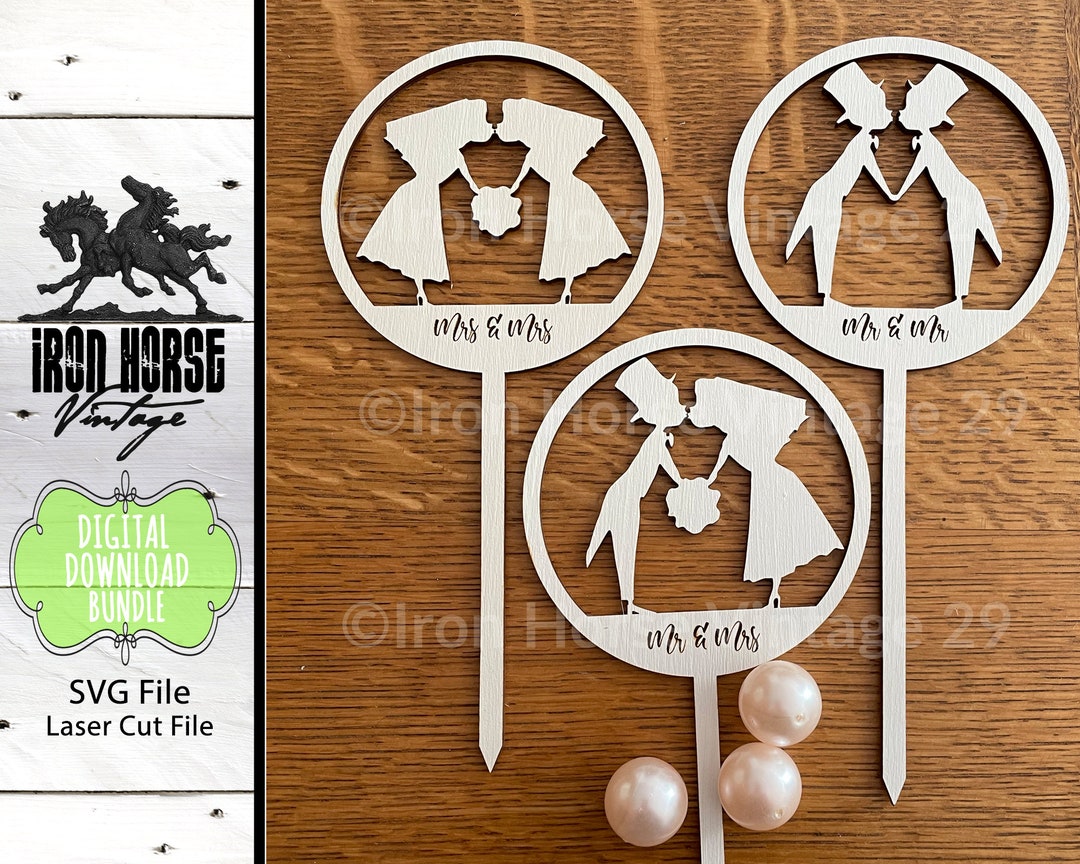 Kissing Couple Cake Topper Bundle: Diverse Wedding Couples (digital ...