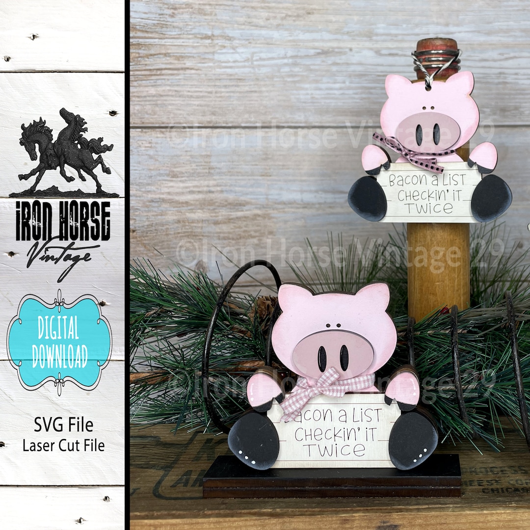 Christmas Ornament, Cute Pig, Shelf Sitter, Gift Tag, Holiday Place ...