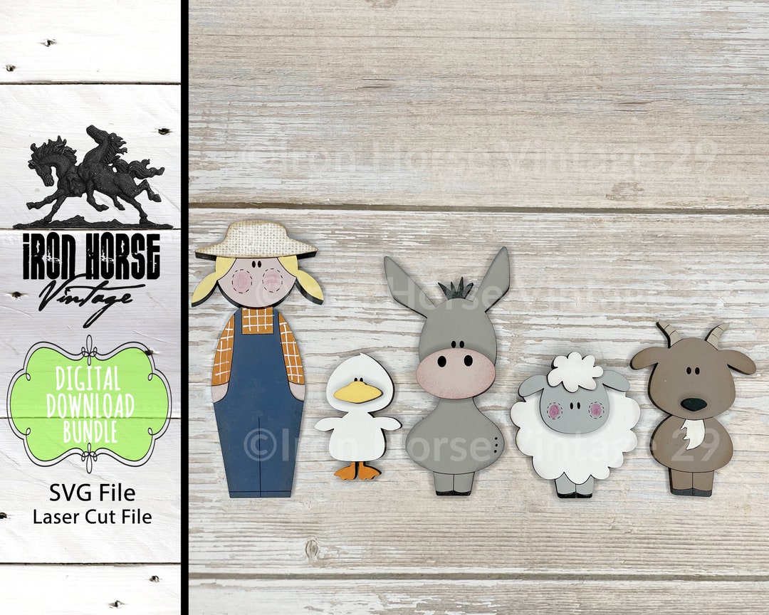 Farm Animal Magnet Collection: Farmer, Sheep, Donley, Goat, Duck ...
