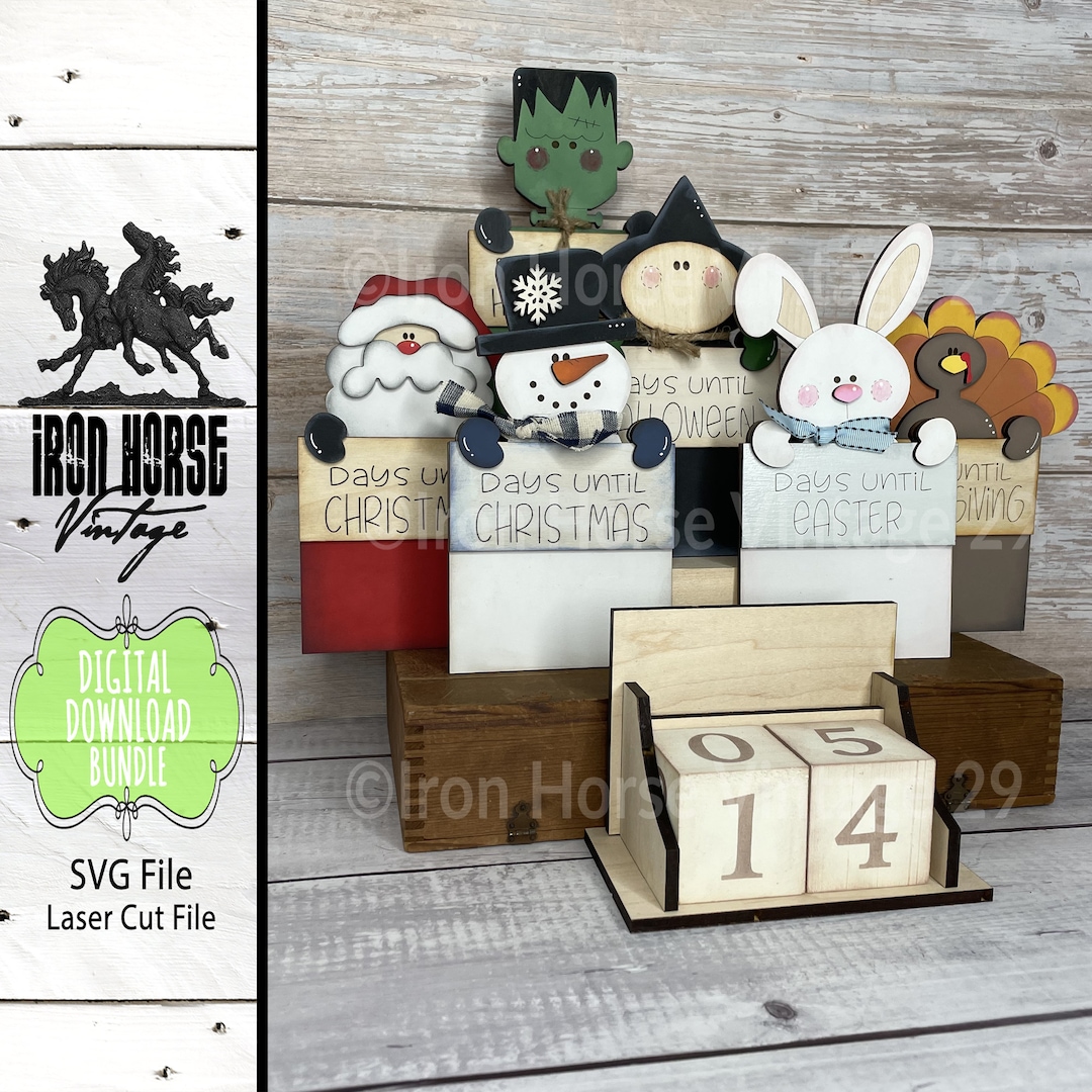 Tabletop Holiday Countdown Calendar Bundle: Farmhouse Style ...