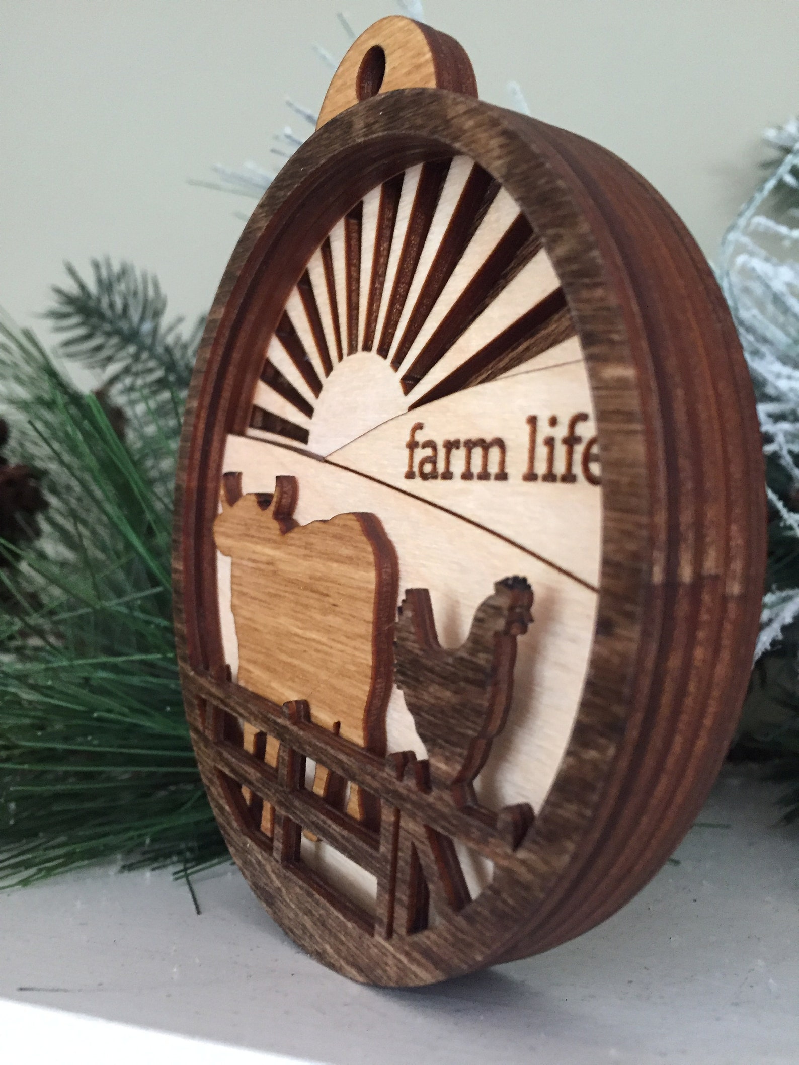 Farm Life Ornament Wood Christmas - Etsy