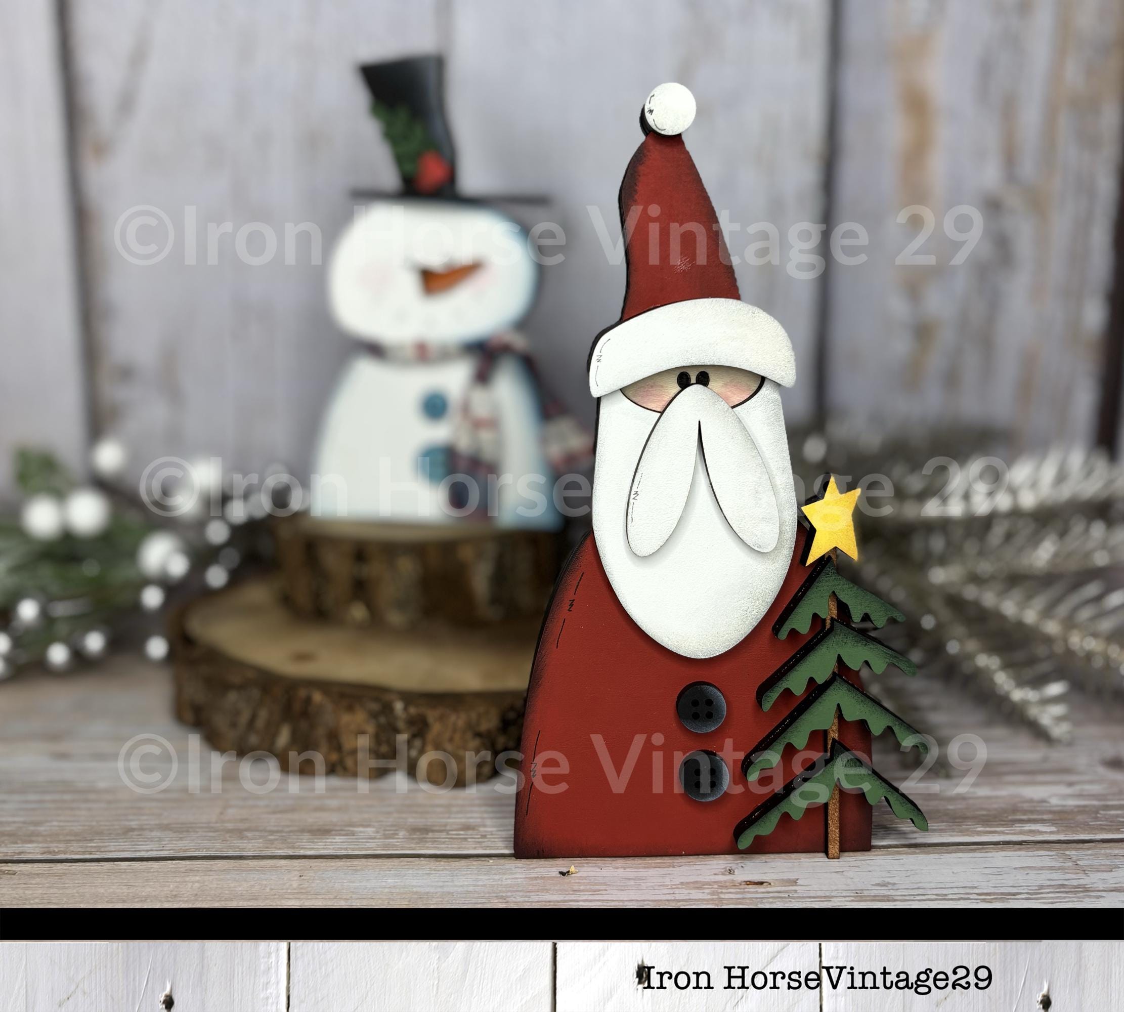 Santa and Snowman Shelf Sitters: Farmhouse Style Christmas Decor ...