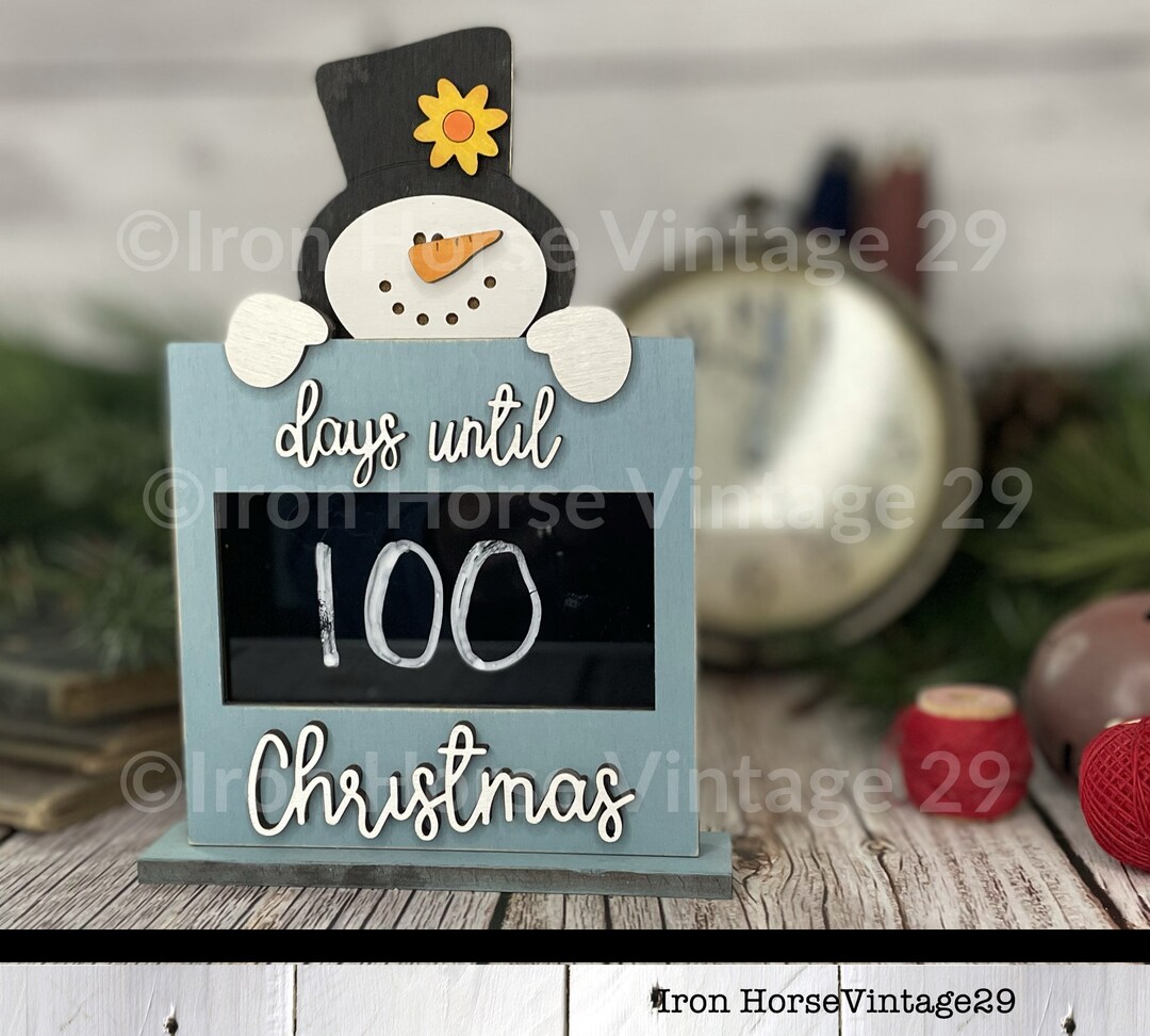 Snowman Christmas Countdown Calendar, Farmhouse Style, Tabletop Sign ...