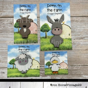 Farm Animal Magnet Collection: Farmer, Sheep, Donley, Goat, Duck ...