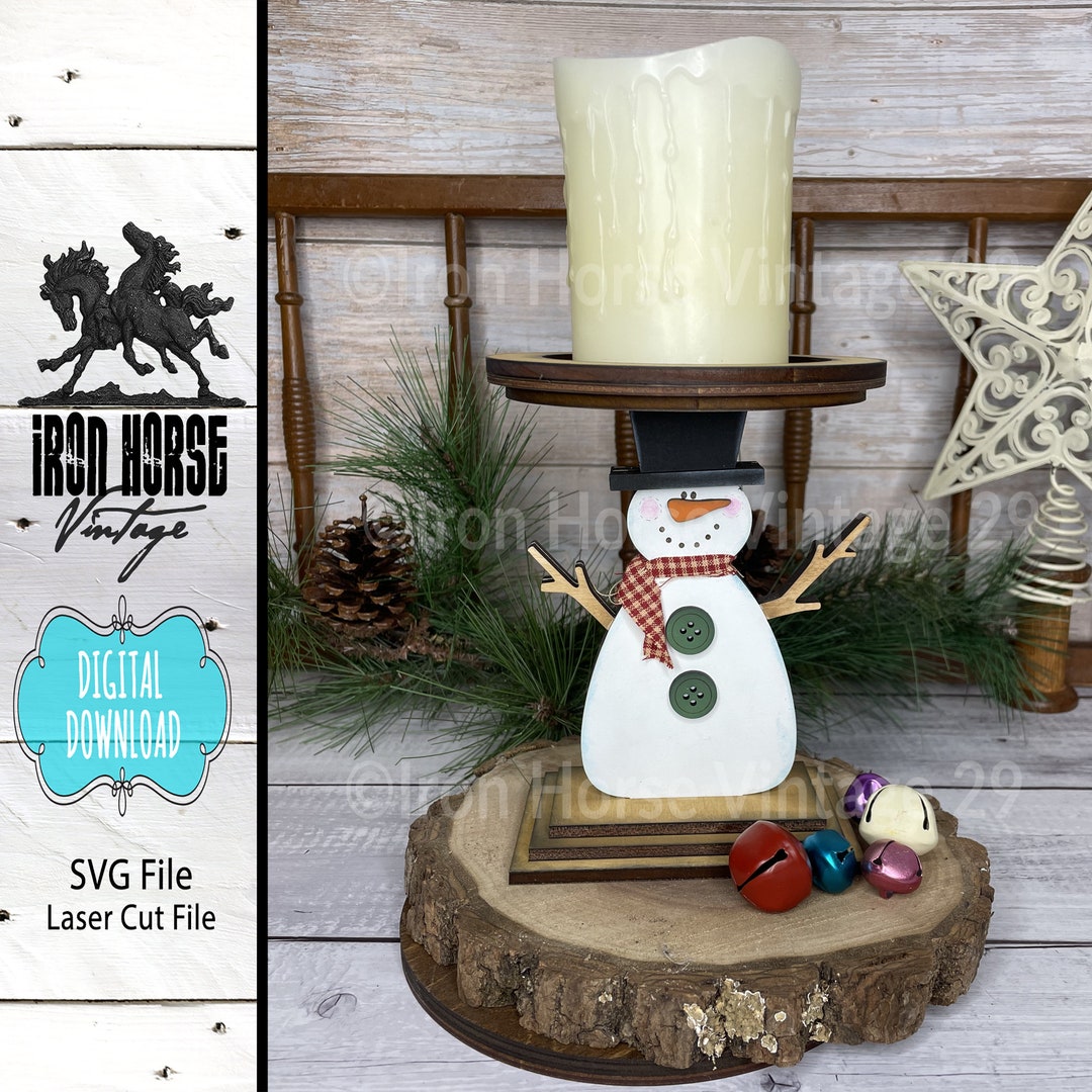 Snowman Candle Holder: Farmhouse Style Christmas Decor (digital ...