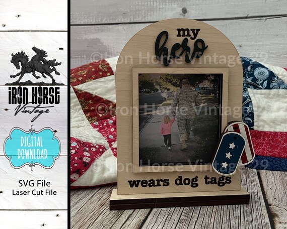 Frame Military Hero Dog Tags Flag Veteran SVG - Etsy
