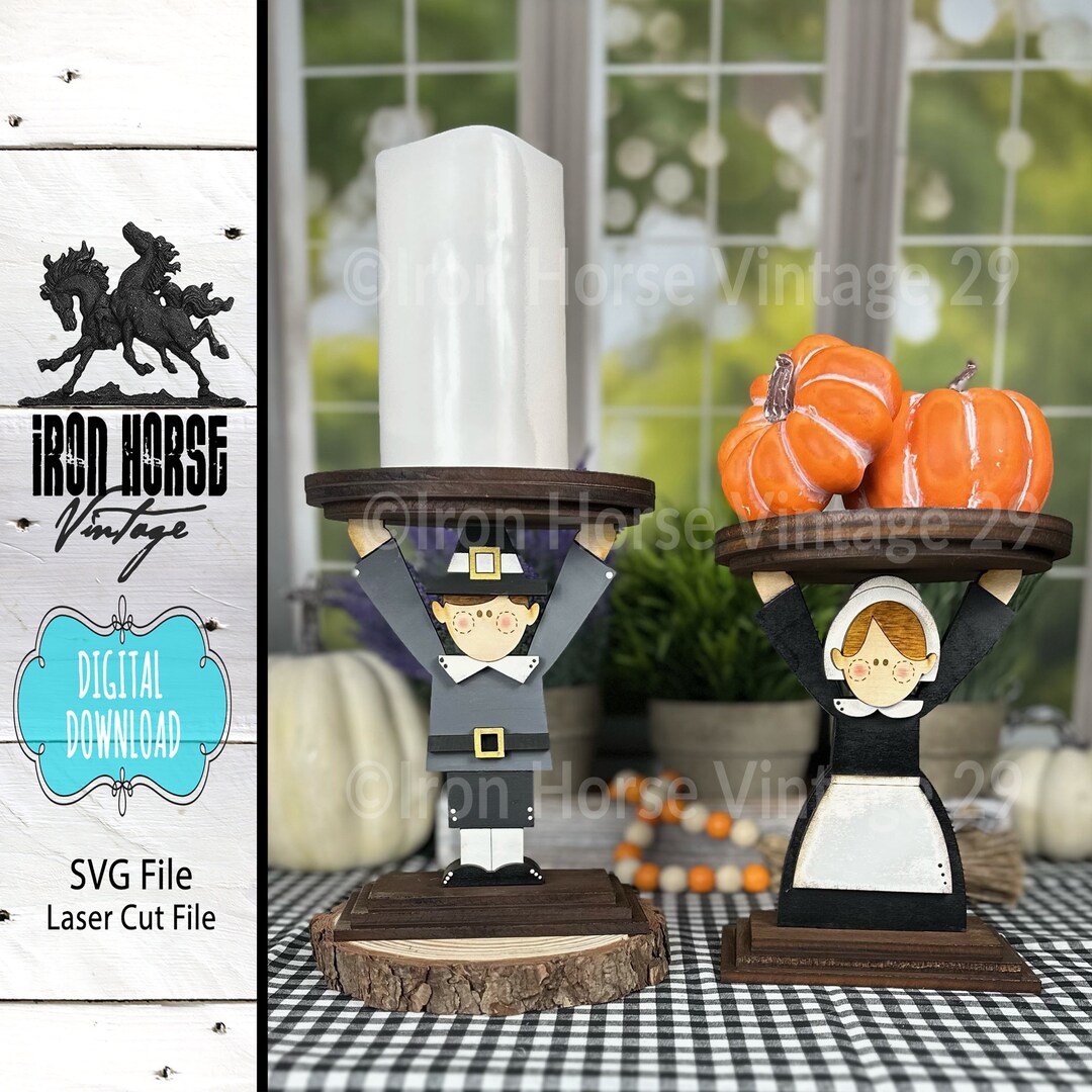 Pilgrim Candle Holders, Cute Thanksgiving Pilgrims, Fall Decoration ...