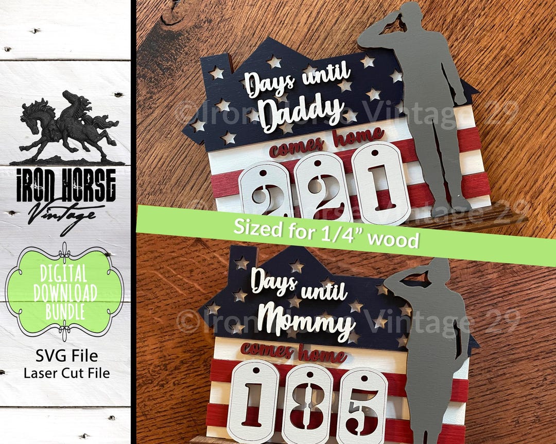 Military Deployment Countdown Calendar: American Flag, Dog Tags ...