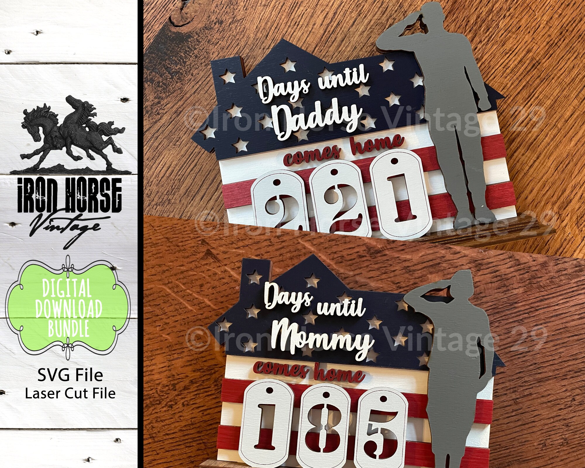 Military Deployment Countdown Calendar Bundle: American Flag, Dog Tags ...