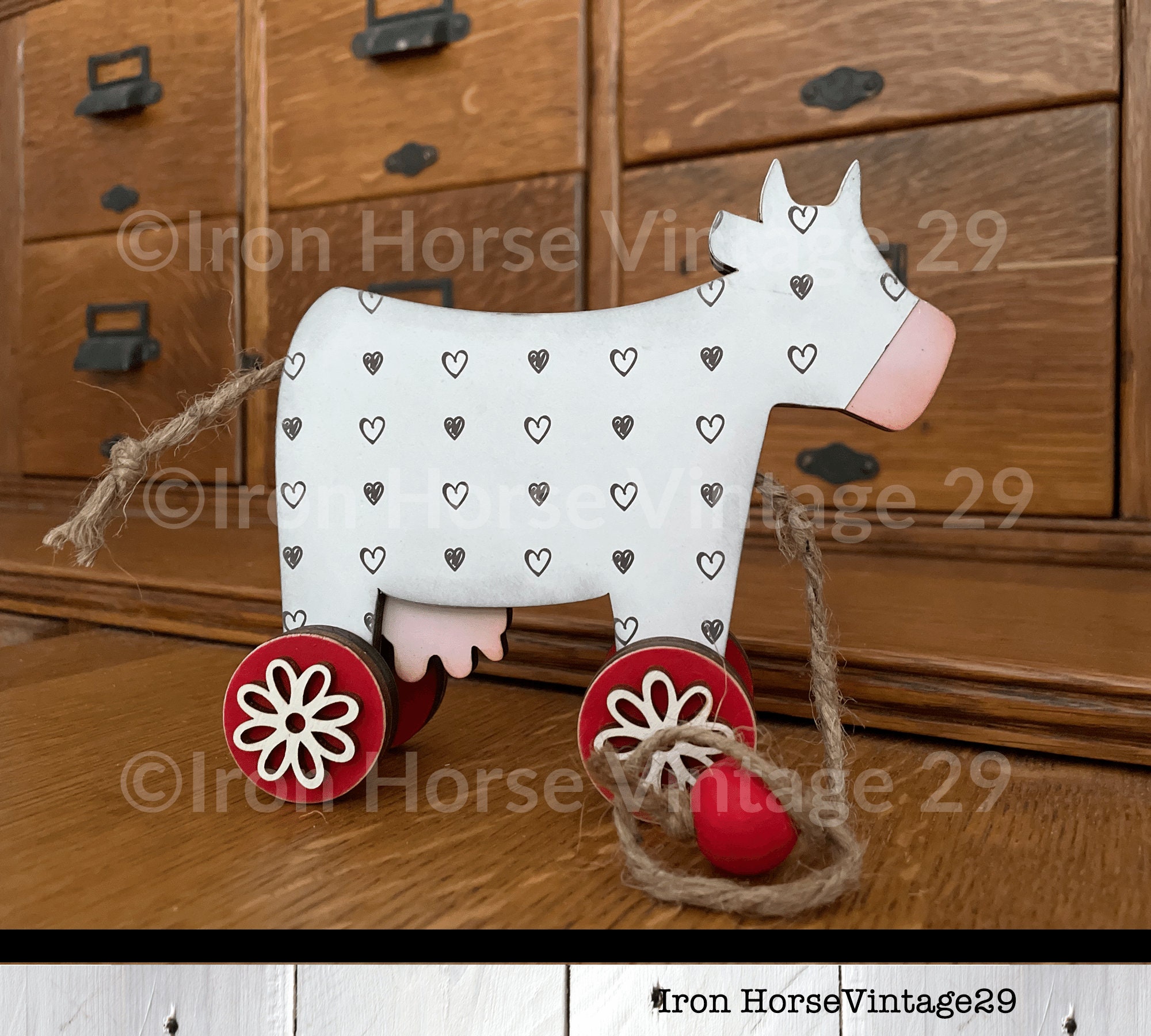 Cow Farm Farmhouse Vintage Primitive Pull Toy SVG - Etsy