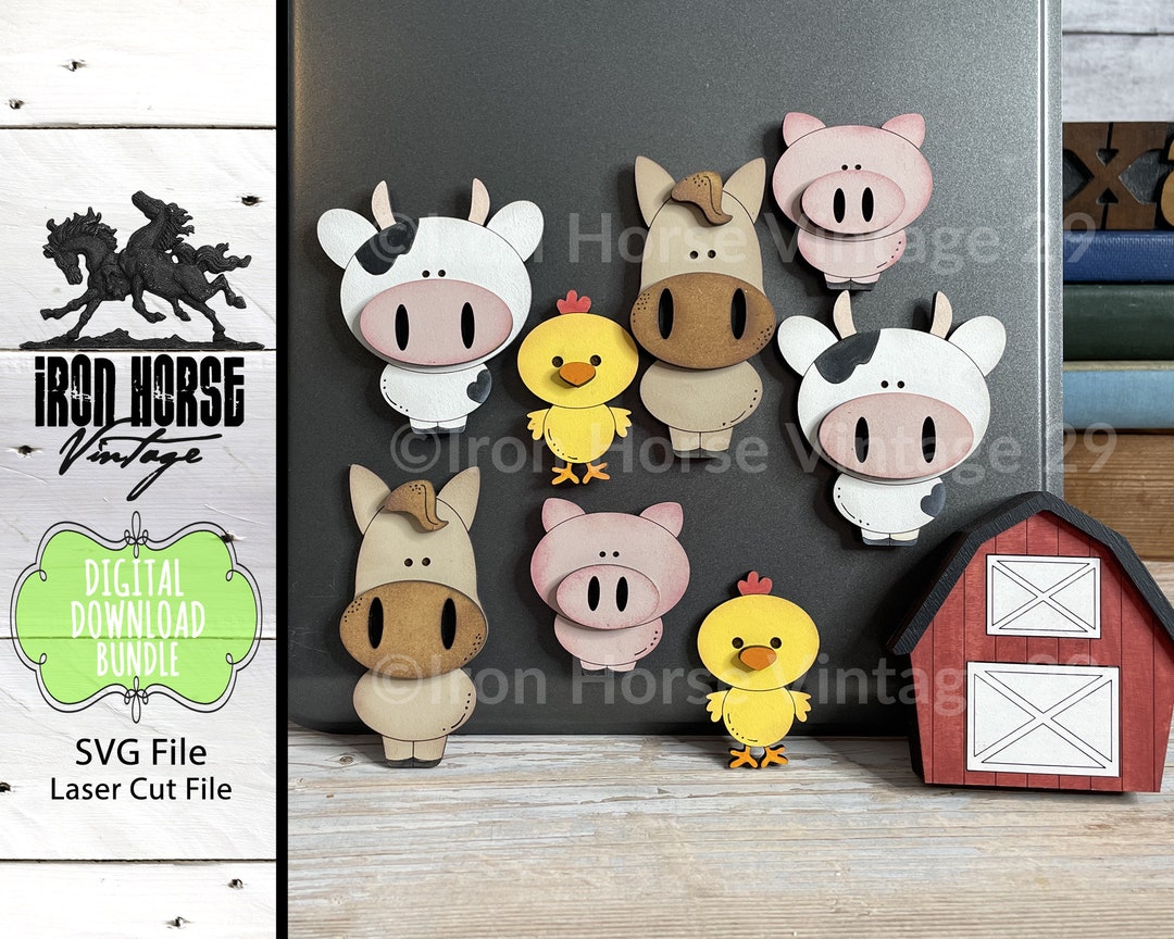 Farm Animal Magnet Collection: Cow, Pig, Horse, Duck (digital Download ...