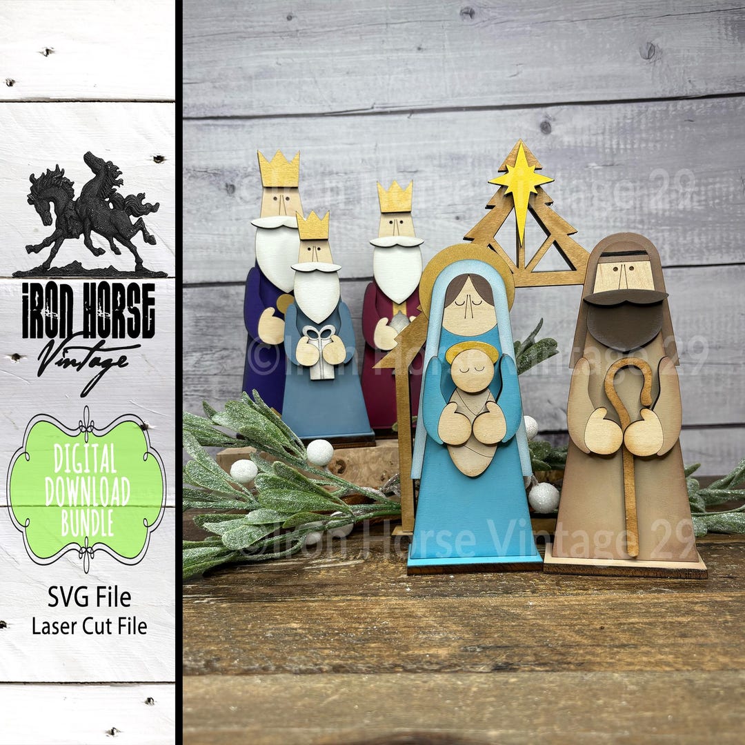 Nativity Shelf Sitter Set, Christmas Nativity Scene, Farmhouse Style ...