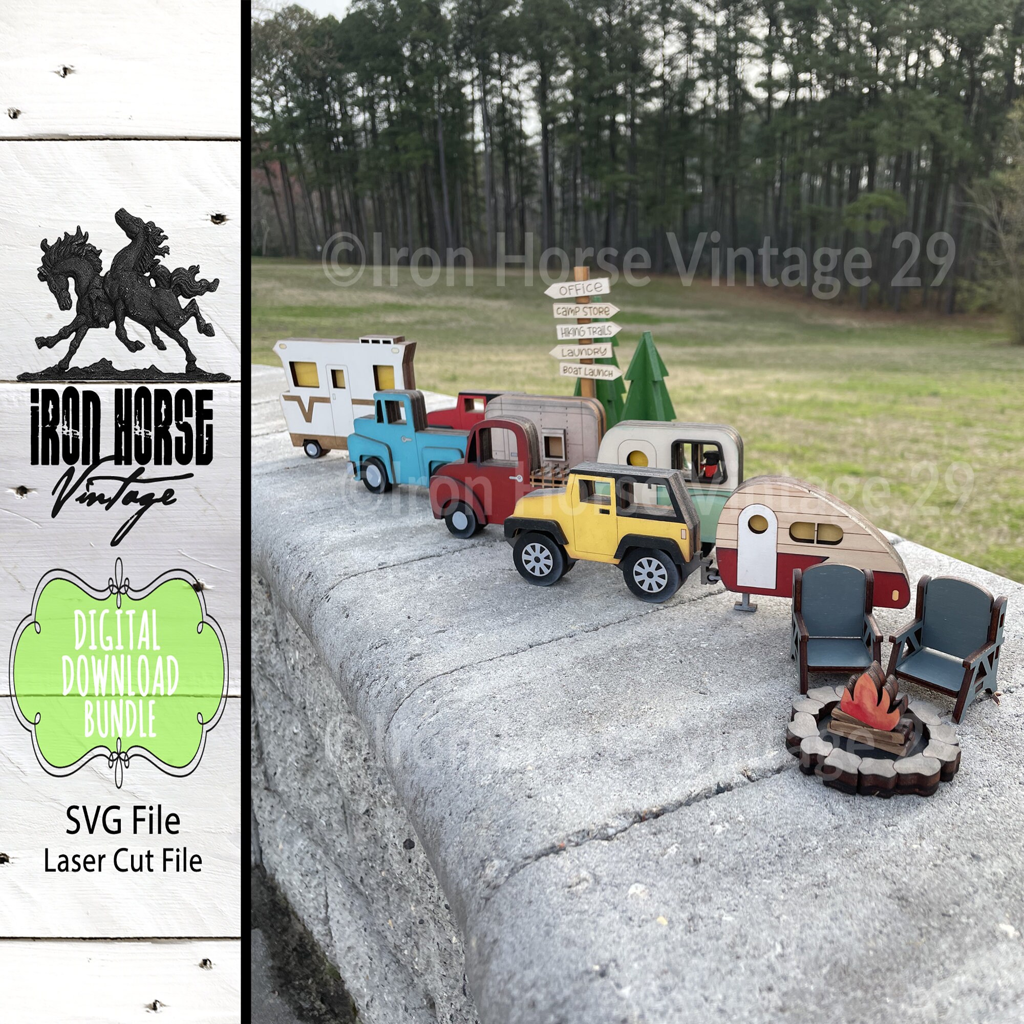 Miniature Campground SVG Bundle: Interchangeable Camping Collection ...
