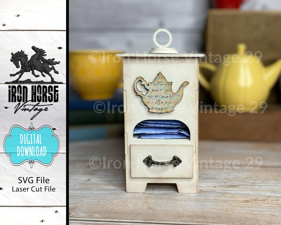 Tea Tower With Sugar Drawer: Petite Tea Bag Caddy, Kitchen Home Decor ...