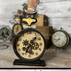 Clock - Steampunk - Crow - Gears - Shelf Sitter - SVG - Digital ...