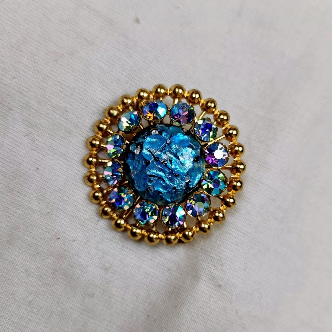 Vintage Light Blue Brooch Sixties for Sixties Outfit Retrò and ...