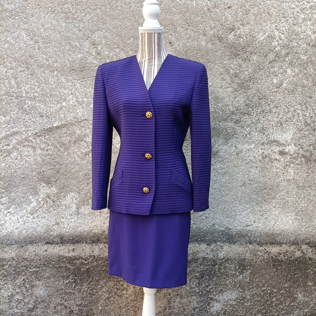 Vintage Suit Woman Violet, Glam Suit 80s, Skirt Suit Ultraviolet ...