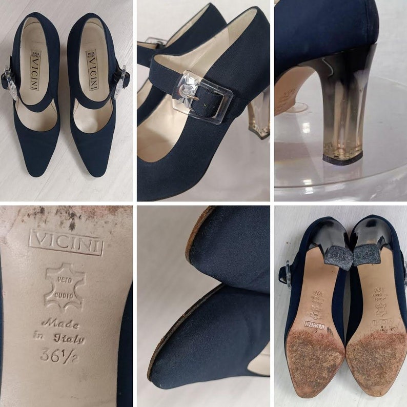 Blue Mary Jane Shoes With Transparent Hell, Vintage Hell Shoes Vicini ...