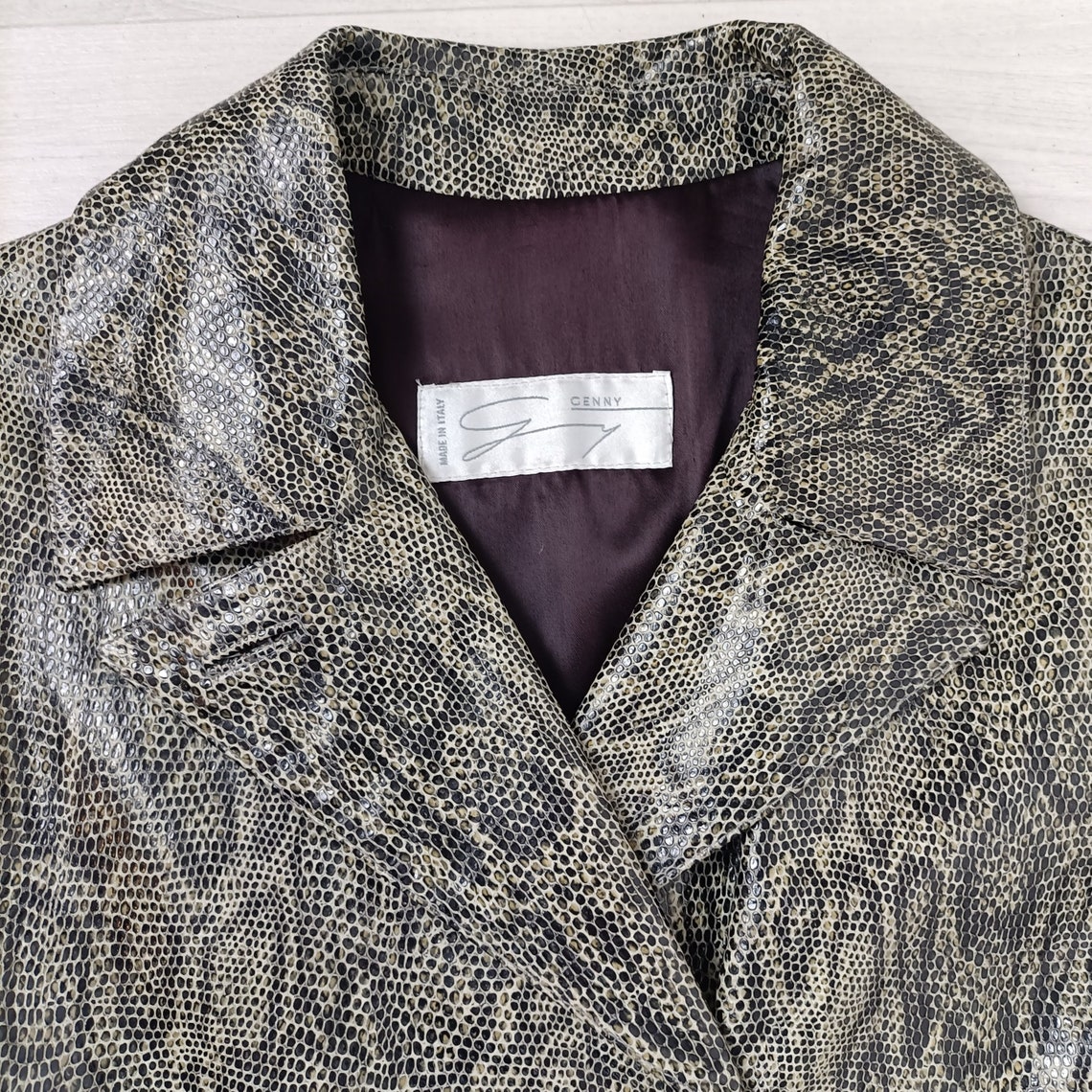 Leather Trench Coat Genny Python Print - Etsy