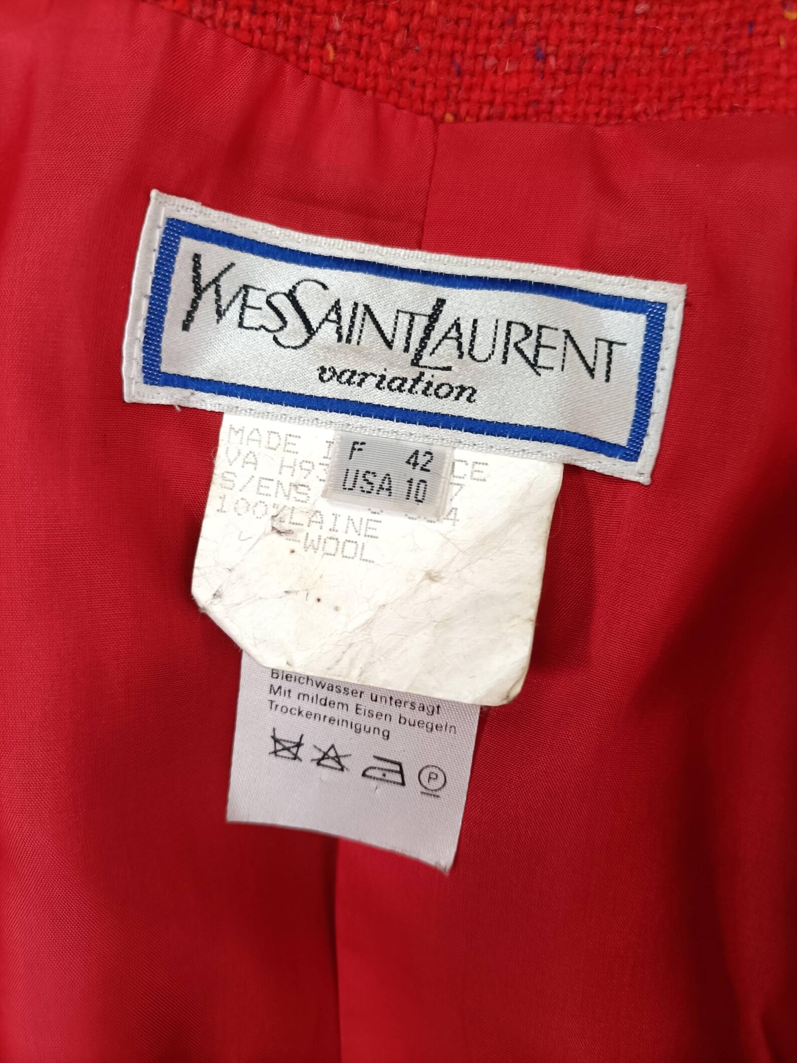 Red Tweed Jacket YSL Variation 1990s, Yves Saint Laurent Vintage Jacket ...