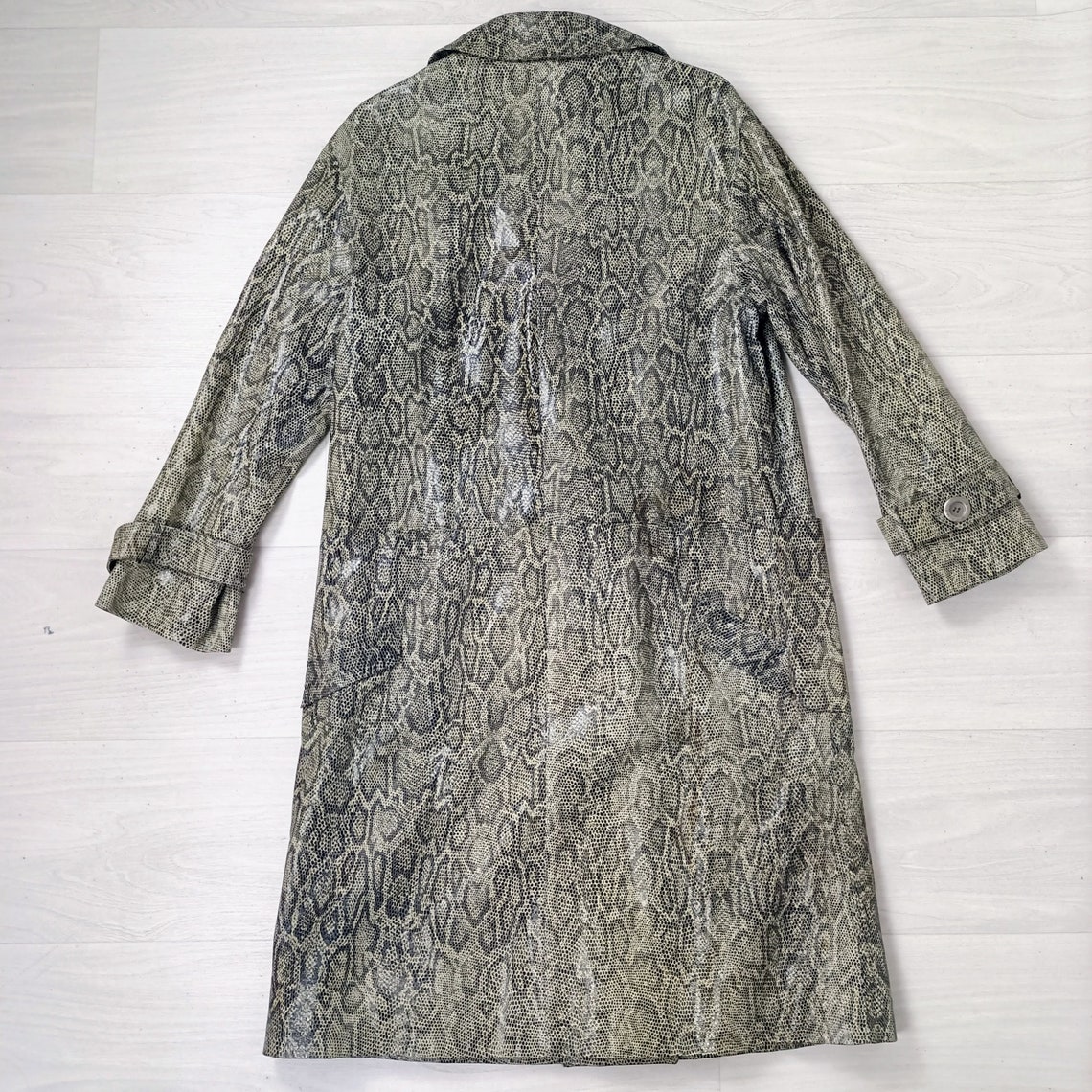 Leather Trench Coat Genny Python Print - Etsy