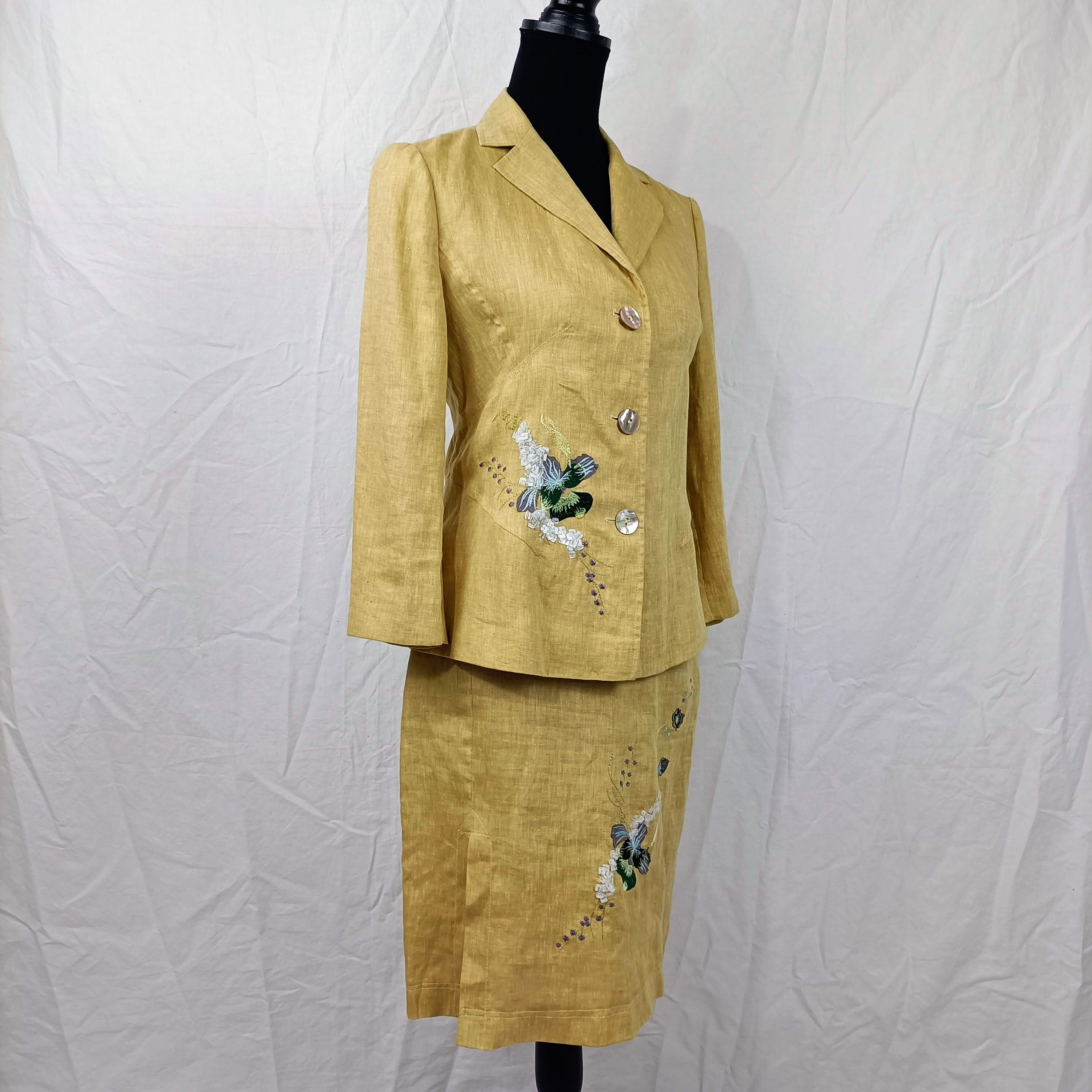 Kenzo Yellow Linen Suit With Embroidery - Etsy