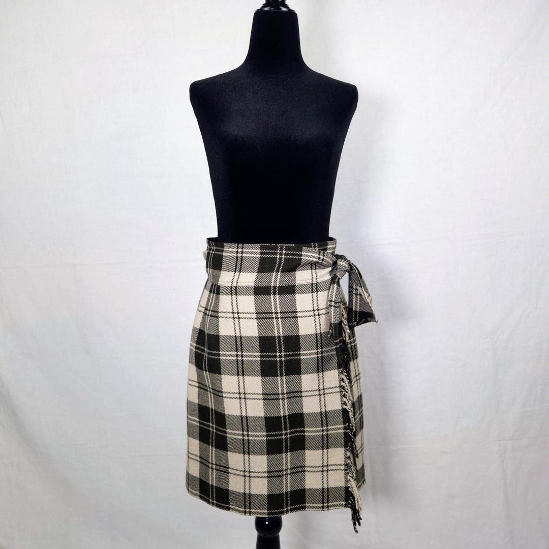 Max Mara Wallet Scottish Skirt, Tartan Beige Skirt Y2k - Etsy
