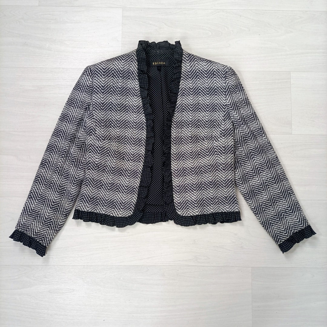 Black/white Herringbone Jacket Signed Escada - Etsy