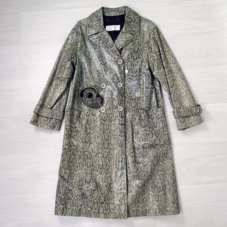Leather Trench Coat Genny Python Print - Etsy