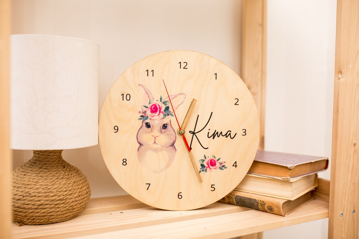 Personalized Wooden Name Clock Nursery Clock Nursery Decor - Etsy