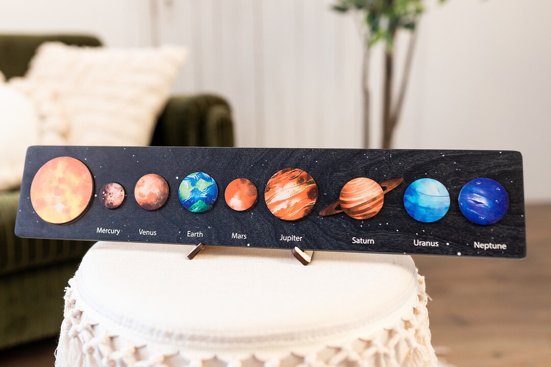 Wooden Solar System Puzzle Montessori Toys Wooden Toys for Toodlers Sun ...