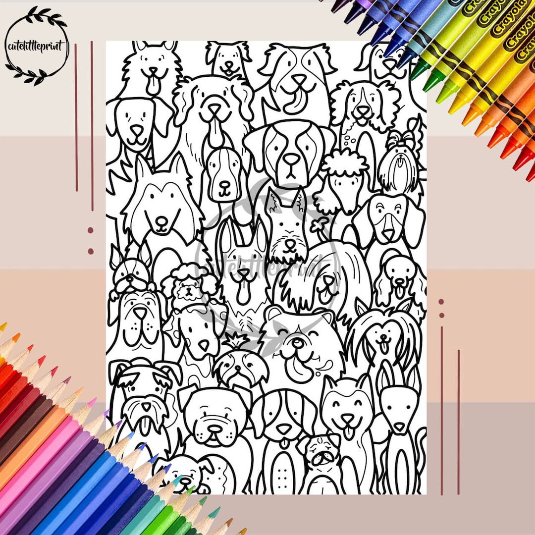 Cute Dog Coloring Page, A4 Instant Download, Printable PDF, Coloring ...