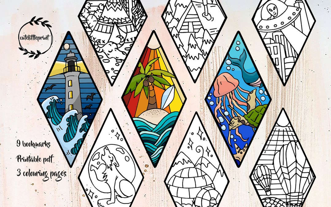 9 VACATION Printable Coloring Bookmarks of Scenery, Printable Bookmarks ...